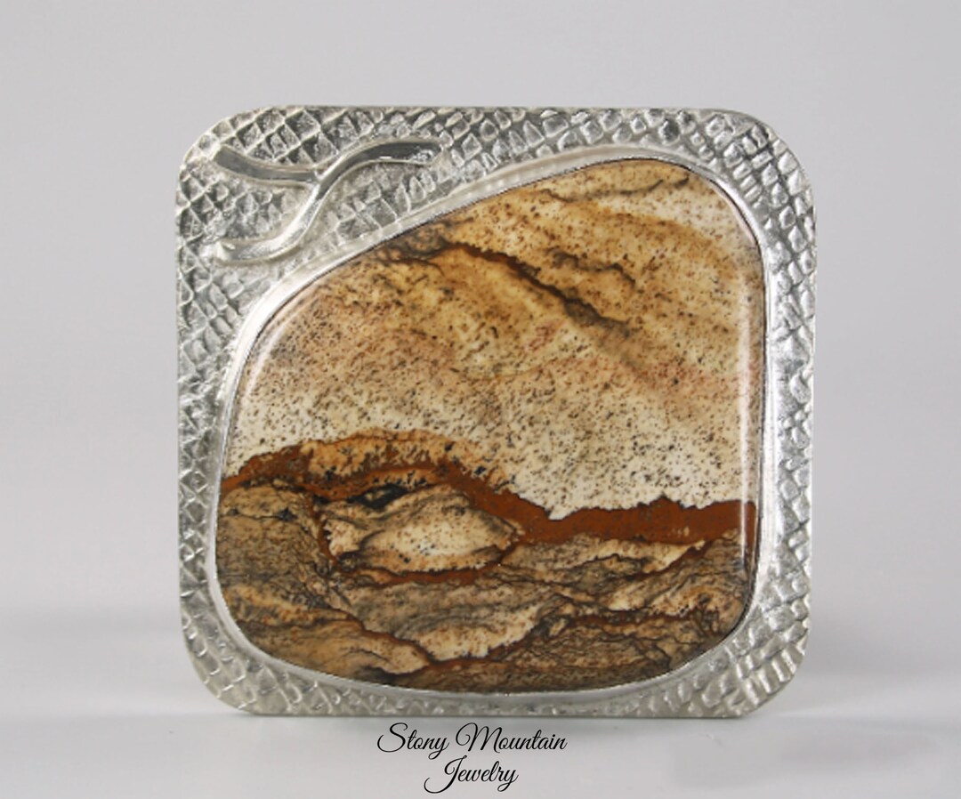 Unique Designer Belt Buckle Handmade Modern Landscape Picture Jasper ...