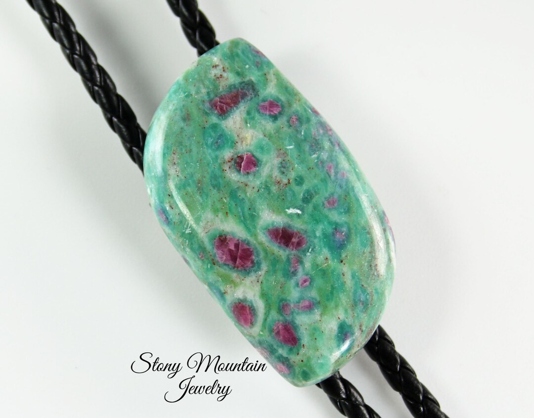 Unique Stone Bolo Tie, Ruby Fuchsite Bolo Tie, Handmade Wedding Bolo ...