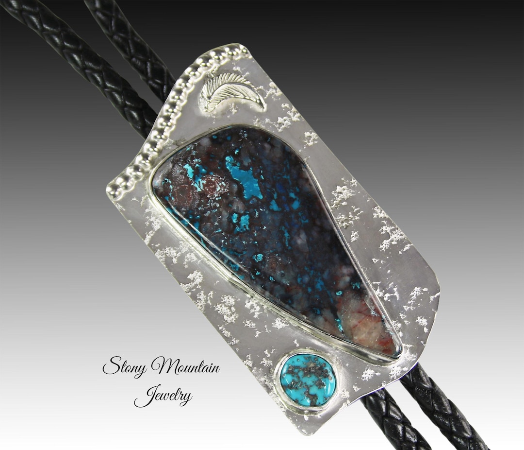 Unique Custom Wedding Bolo Tie, Handcrafted Chrysocolla Turquoise Bolo ...