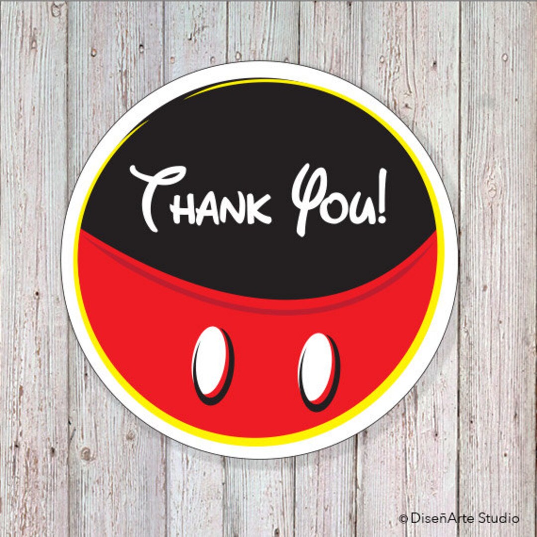 Mickey Mouse - 2" Round Thank You Labels (INSTANT DOWNLOAD) - Etsy