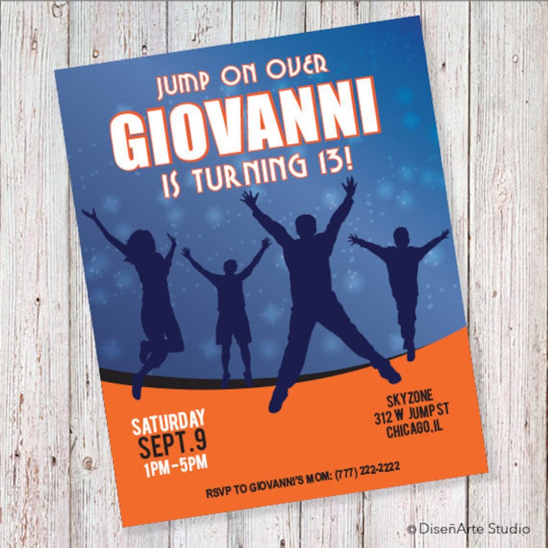 Sky Zone Invitation - Etsy