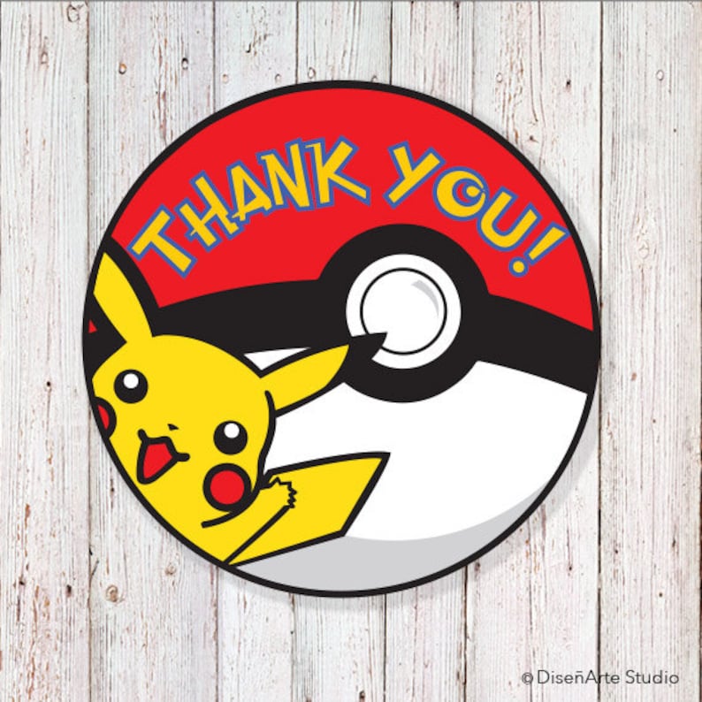 Pokémon - 2" Round Thank You Labels (INSTANT DOWNLOAD) - Etsy