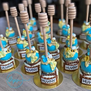 12 Blue Hunny Pot Cake Pop/oreo Combo Treats With Honey Dipper Sticks ...