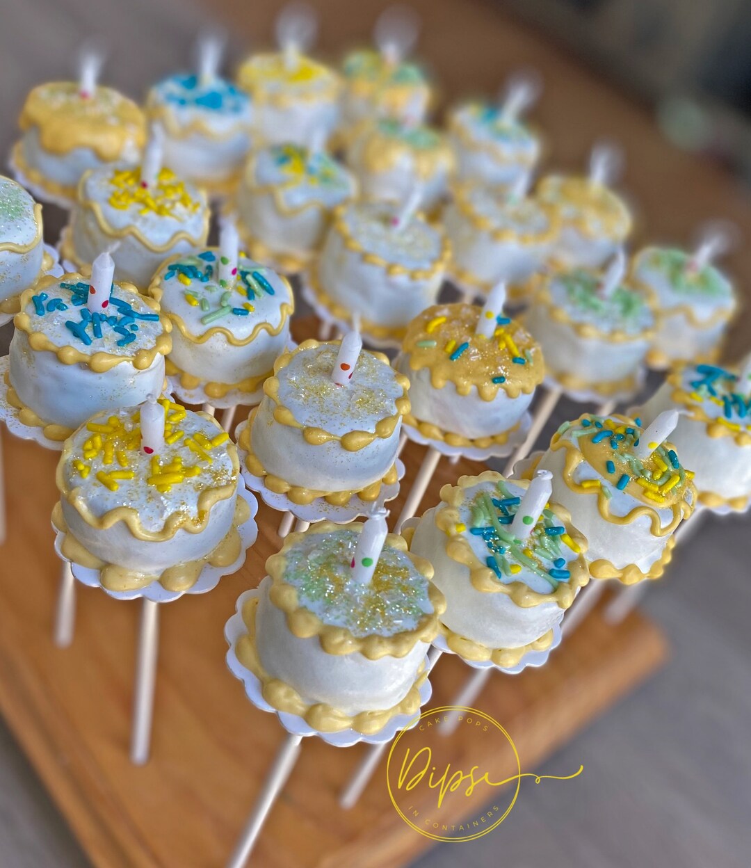 Birthday Cake Pops With Candles, Cake Pops, Custom Cake Pops, Mini ...