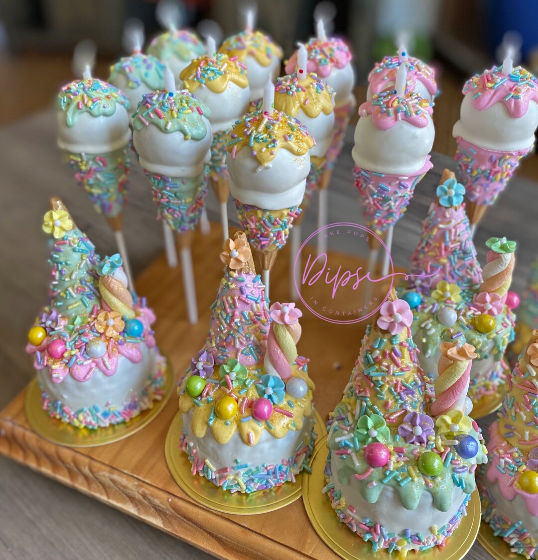 Mini Cakes and Cake Pop Ice Cream Cone Party Package, Cake Pops With ...
