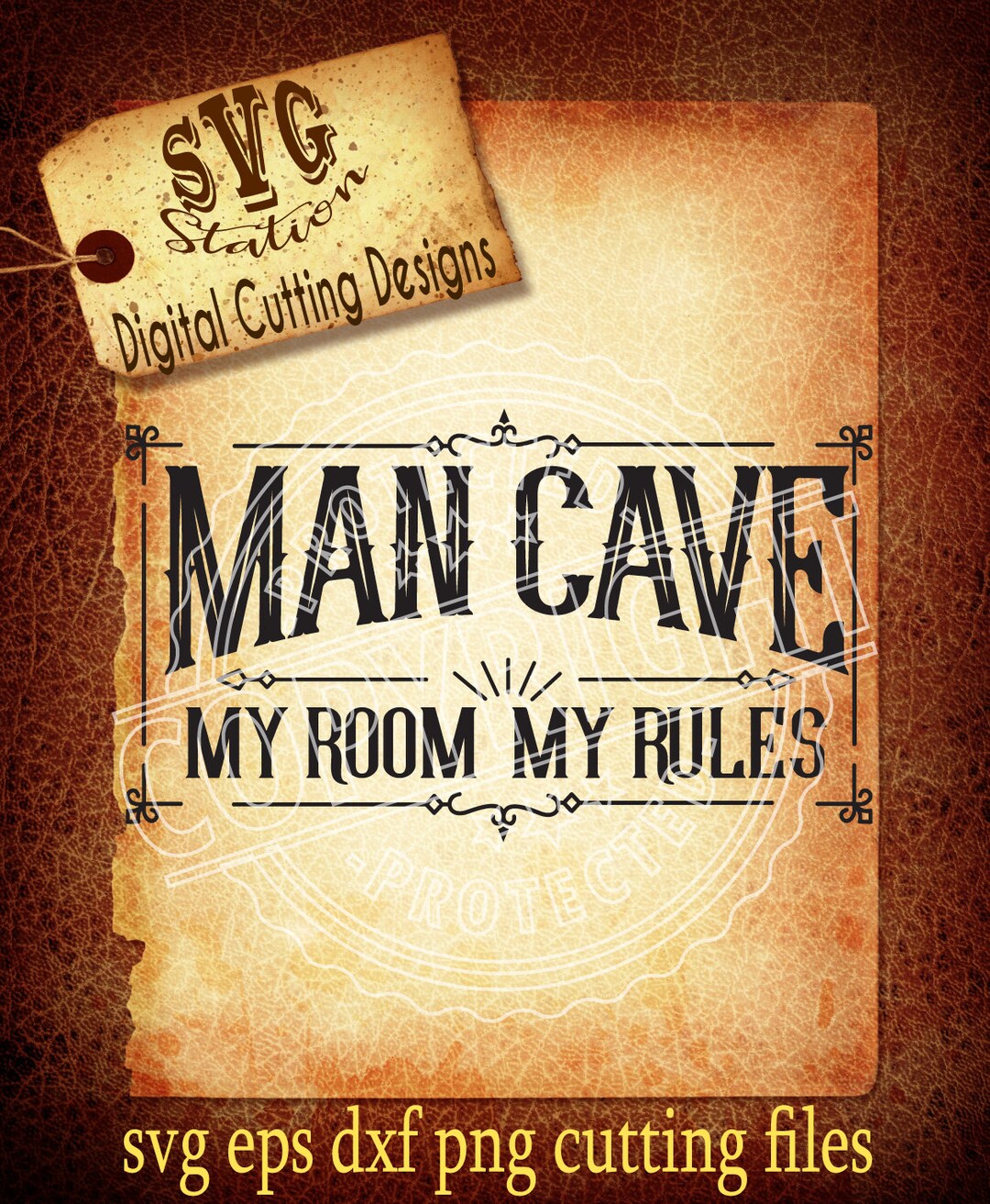 Man Cave Svg Vintage Sign Svg Frame SVG DXF PNG and Eps Instant ...