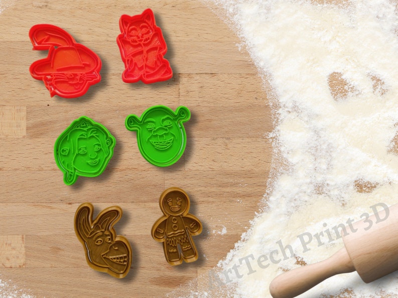 Set of 6 Shrek Cookie Cutter With Icing Stamp Embosser - Etsy