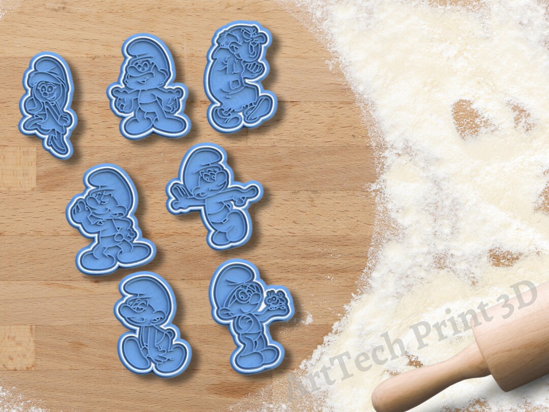 Smurfs Inspired Cookie Cutter With Icing Stamp Embosser Set of 7 - Etsy
