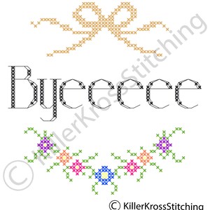 Byeeee **INSTANT DOWNLOAD** Cross Stitch Embroidery Needlepoint ...