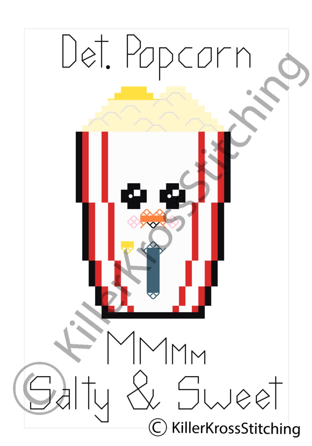 Detective Popcorn **INSTANT DOWNLOAD** Cross Stitch Embroidery ...