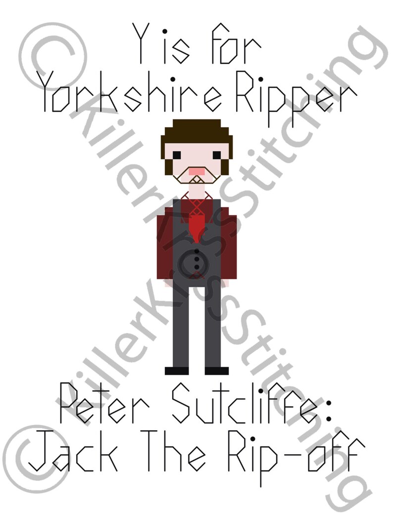 Y is for Yorkshire Ripper INSTANT DOWNLOAD Cross Stitch Embroidery ...