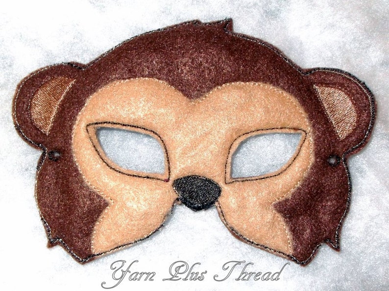 Monkey Felt Face Mask Embroidery Design | Etsy