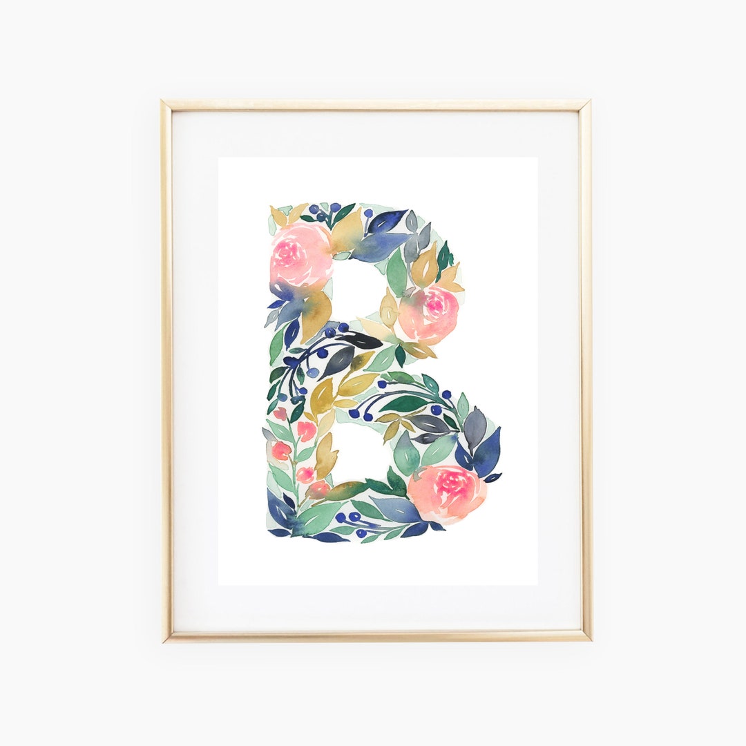 Watercolor Alphabet Print Letter B Initial B Watercolor - Etsy
