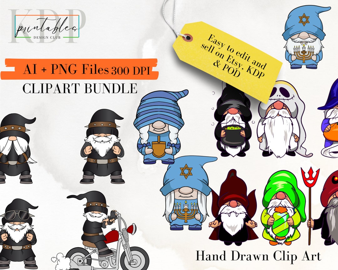 Gnomes Graphic Design Bundle | Biker Gnome | Halloween Gnome and ...