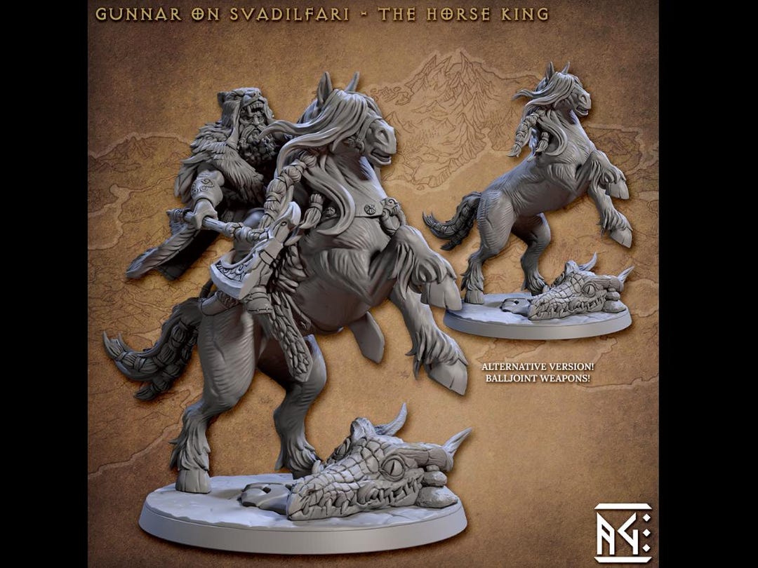 Gunnar the Horse Lord on Svadilfari the Horse King, Sized for Dungeons ...