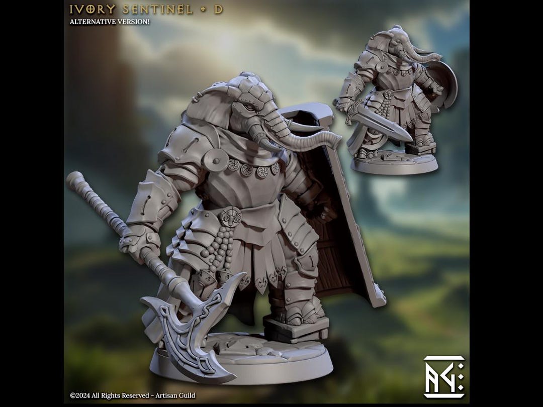 Ivory Sentinel D- the Female Loxodon Fighter, Sized for Dnd 5e - Etsy