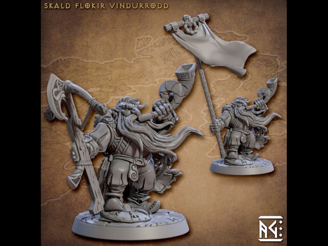 Flokir the Dwarven Skald Bard With Crossbow or Banner, Sized Medium for ...