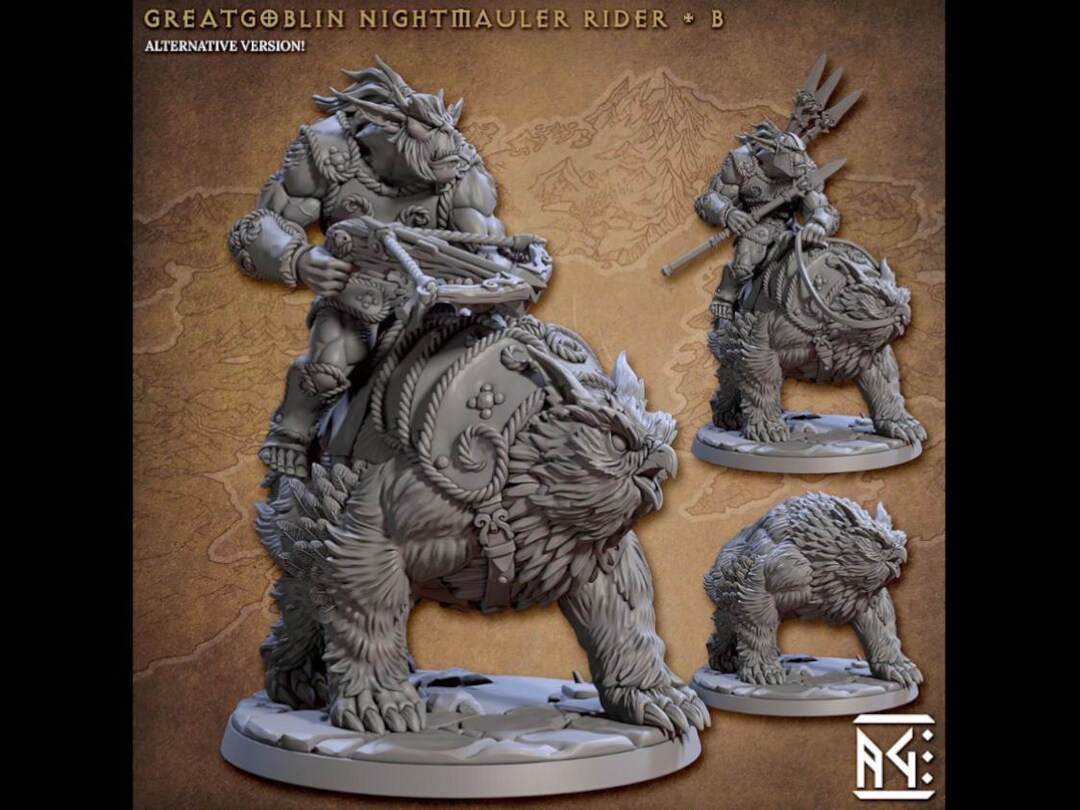 Large Sized Owlbear With Male Bugbear Rider B, Cavalry, Sized for ...