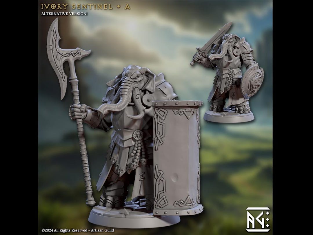 Ivory Sentinel A- the Stalwart Loxodon Fighter, Sized for Dnd 5e - Etsy