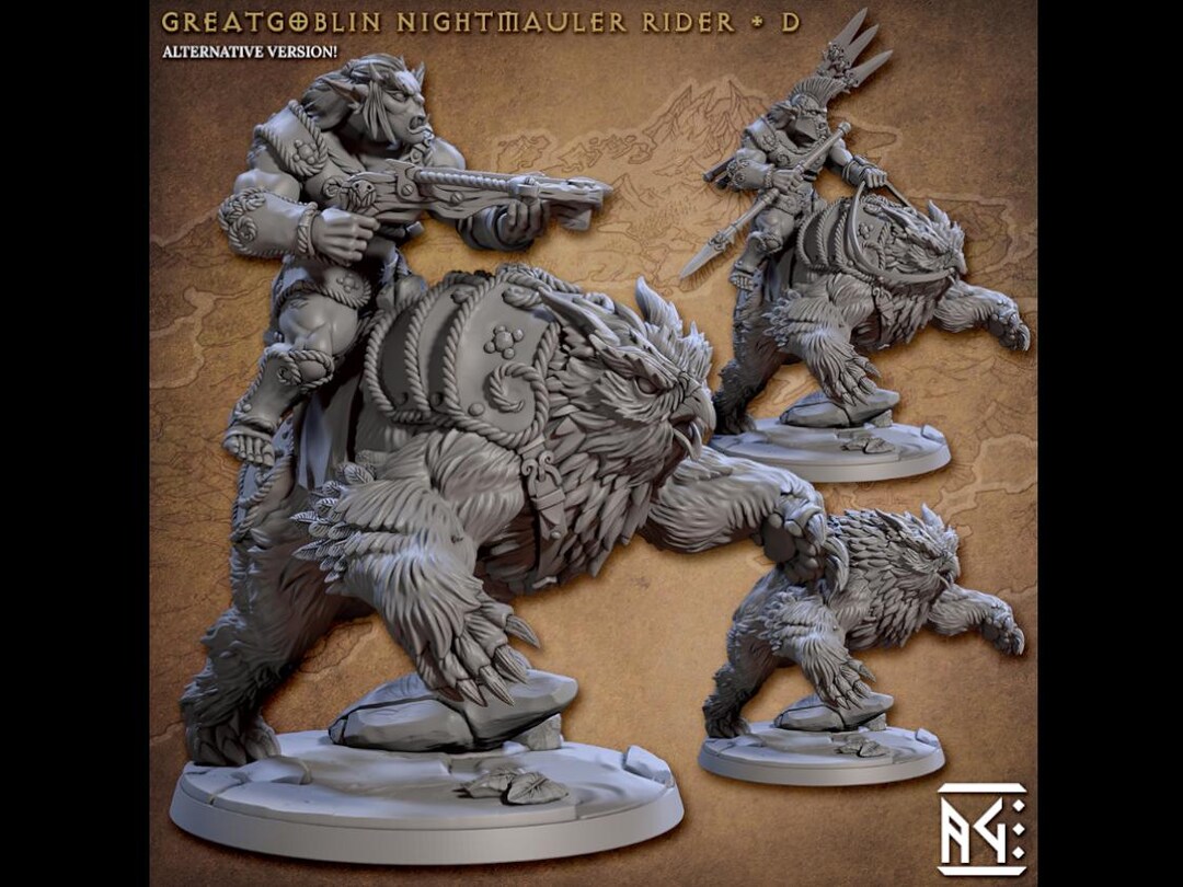 Large Sized Owlbear With Female Bugbear Rider D, Cavalry, Sized for ...