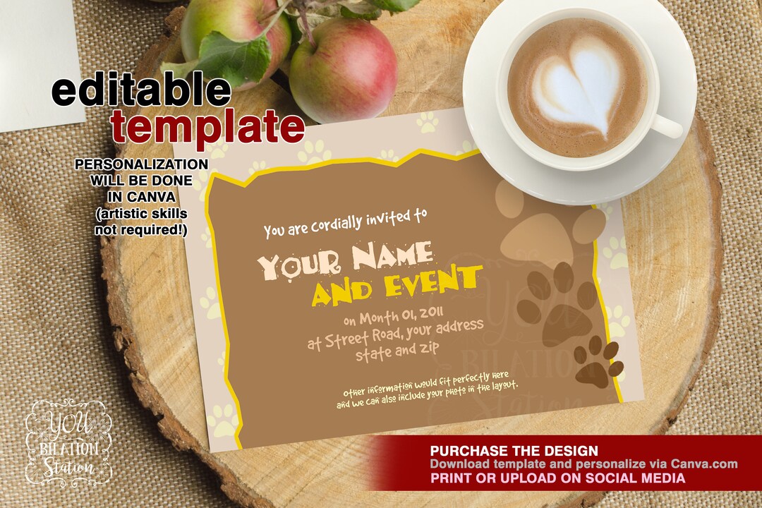 Generic Party Invitation, Birthday Invitation (dog Lover Design ...