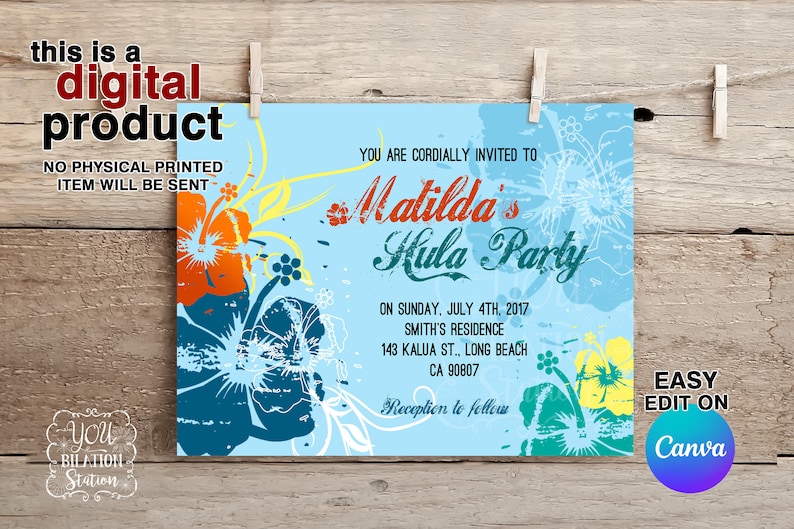 Generic Party Invitation, Birthday Invitation (hawaiian Design ...