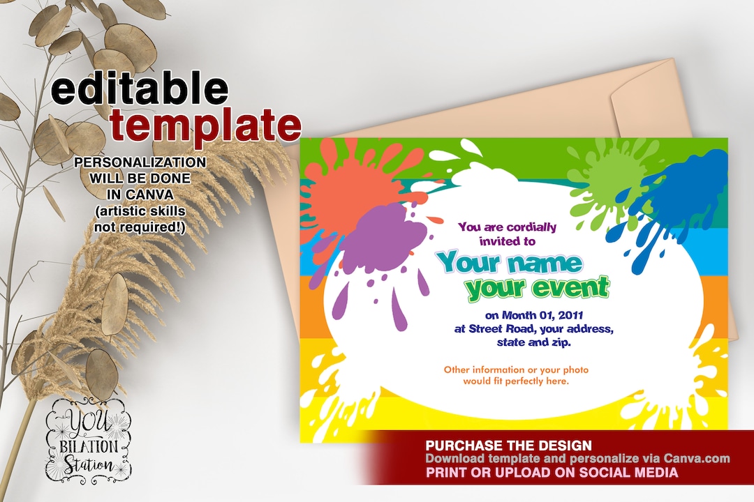 Generic Party Invitation, Birthday Invitation (paint Splash Design ...