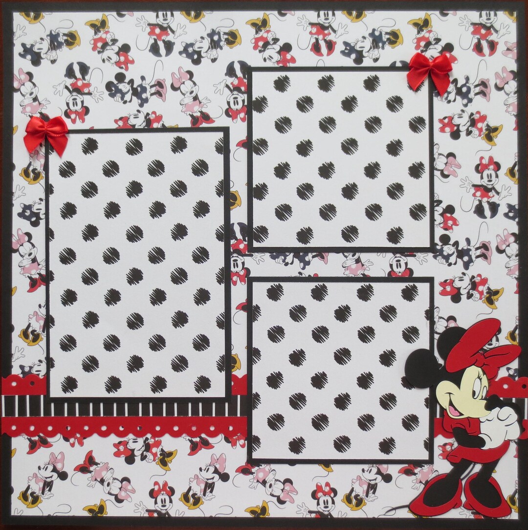 Minnie Mouse Single Page Scrapbook Layout - Disney - Premade Scrapbook ...