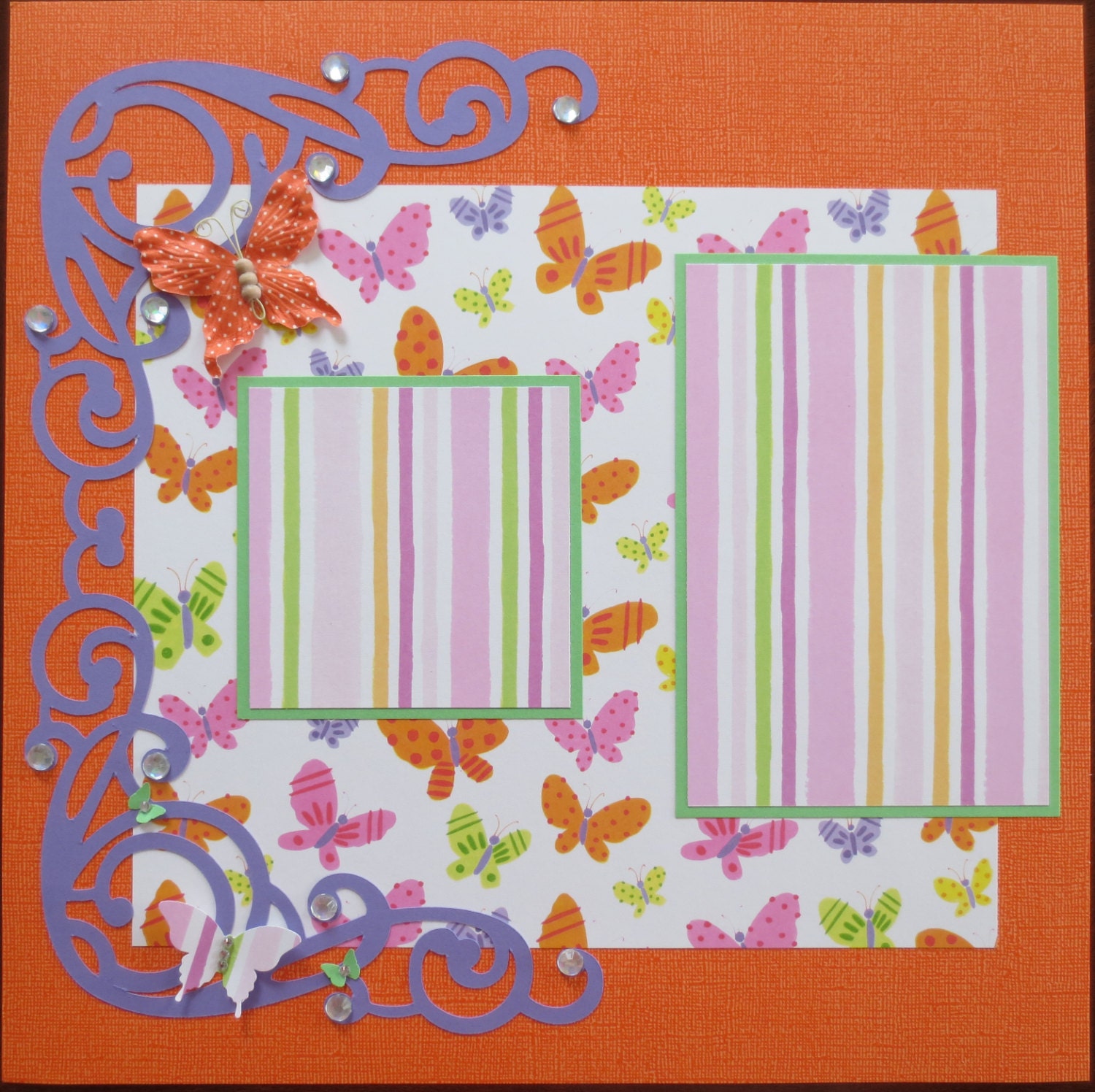 Butterfly Friends 12X12 Two Page Premade Scrapbook Layout | Etsy
