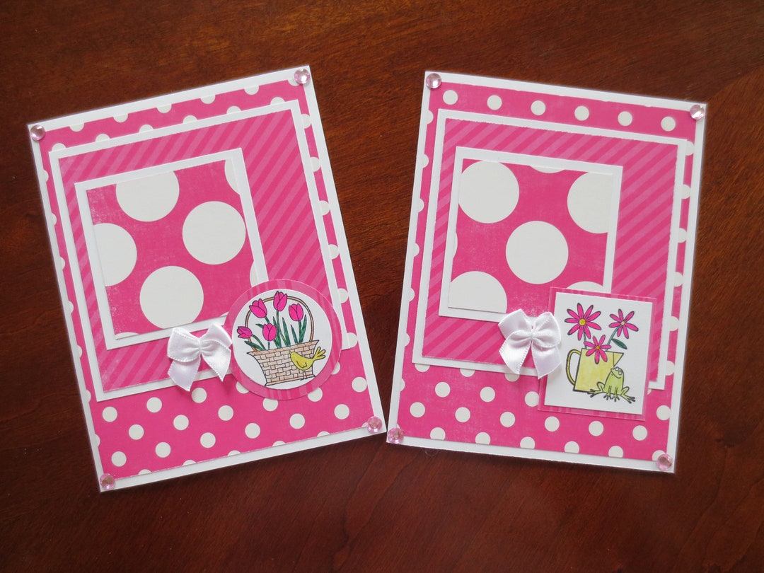 Handmade Card Kit Hot Pink Cards Blank Cards Two Cards in Total - Etsy