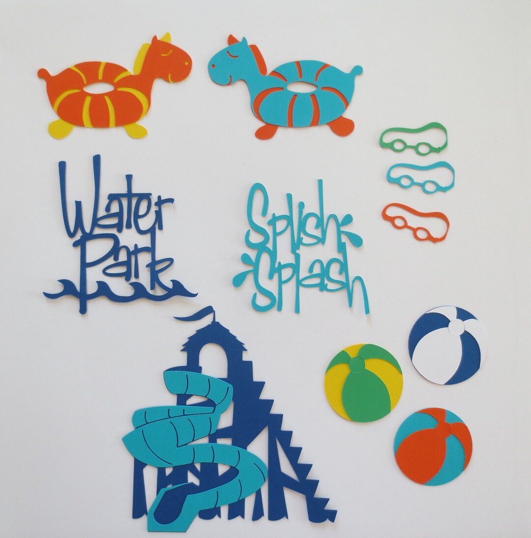 Water Park Die Cuts - Swim Park Embellishments - Water Slide ...