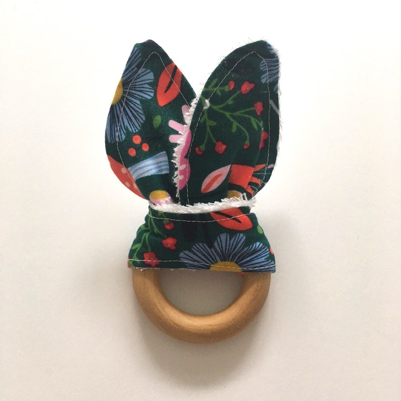 Cotton Terry Cloth Teethers With Organic Natural Wood Rings, Teething ...