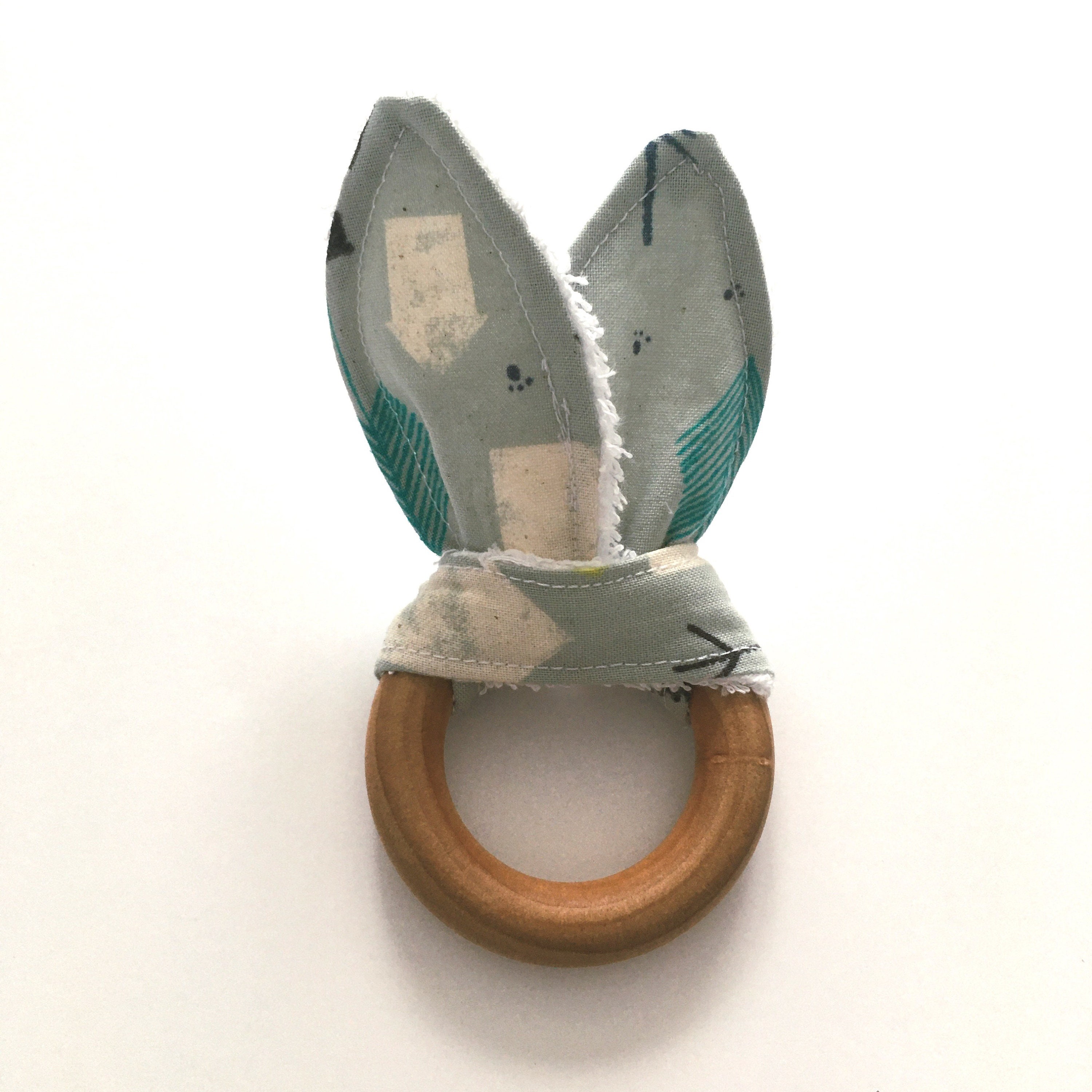 Cotton Terry Cloth Teethers With Organic Natural Wood Rings, Teething ...