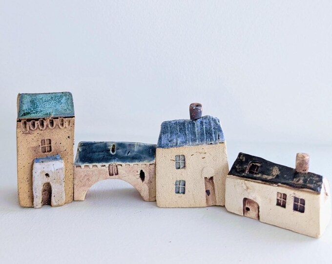 Miniature Pottery Houses Set, Small Houses, Handmade Clay Buildings ...