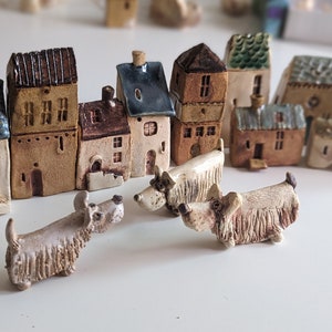 Dog Miniature Ceramic Animal Figurine Collectible Pottery Dog Figurine ...