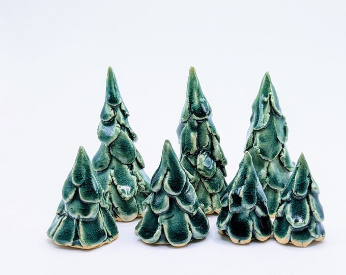 Mini Clay Tree, Small Holiday Trees, Evergreen Christmas Miniature ...