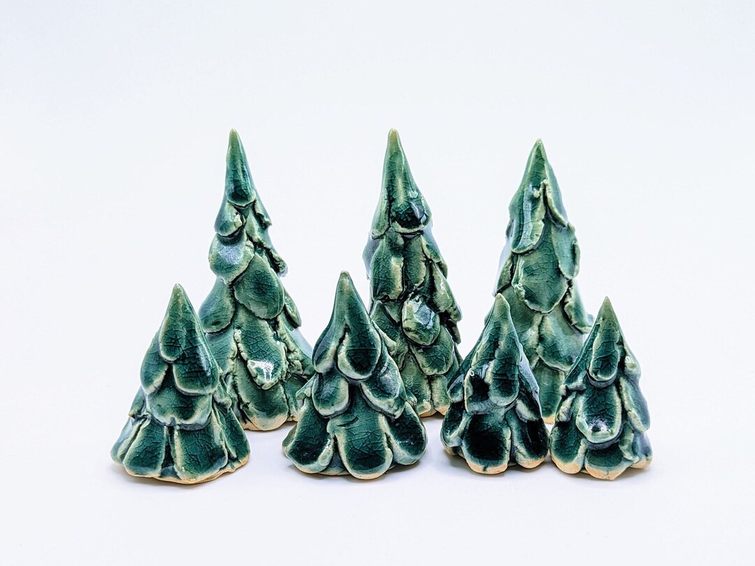 Mini Clay Tree, Small Holiday Trees, Evergreen Christmas Miniature ...