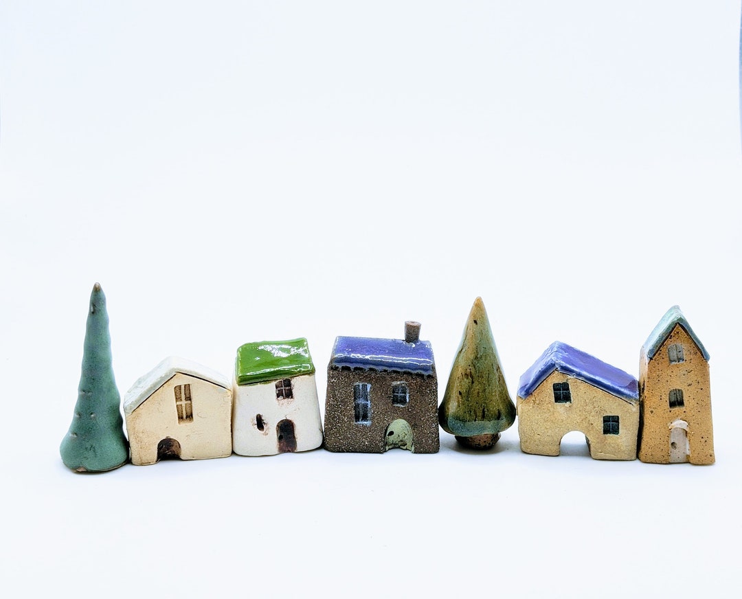 Pottery Houses 7-SET, Small Houses, Handmade Clay Buildings, Mini ...