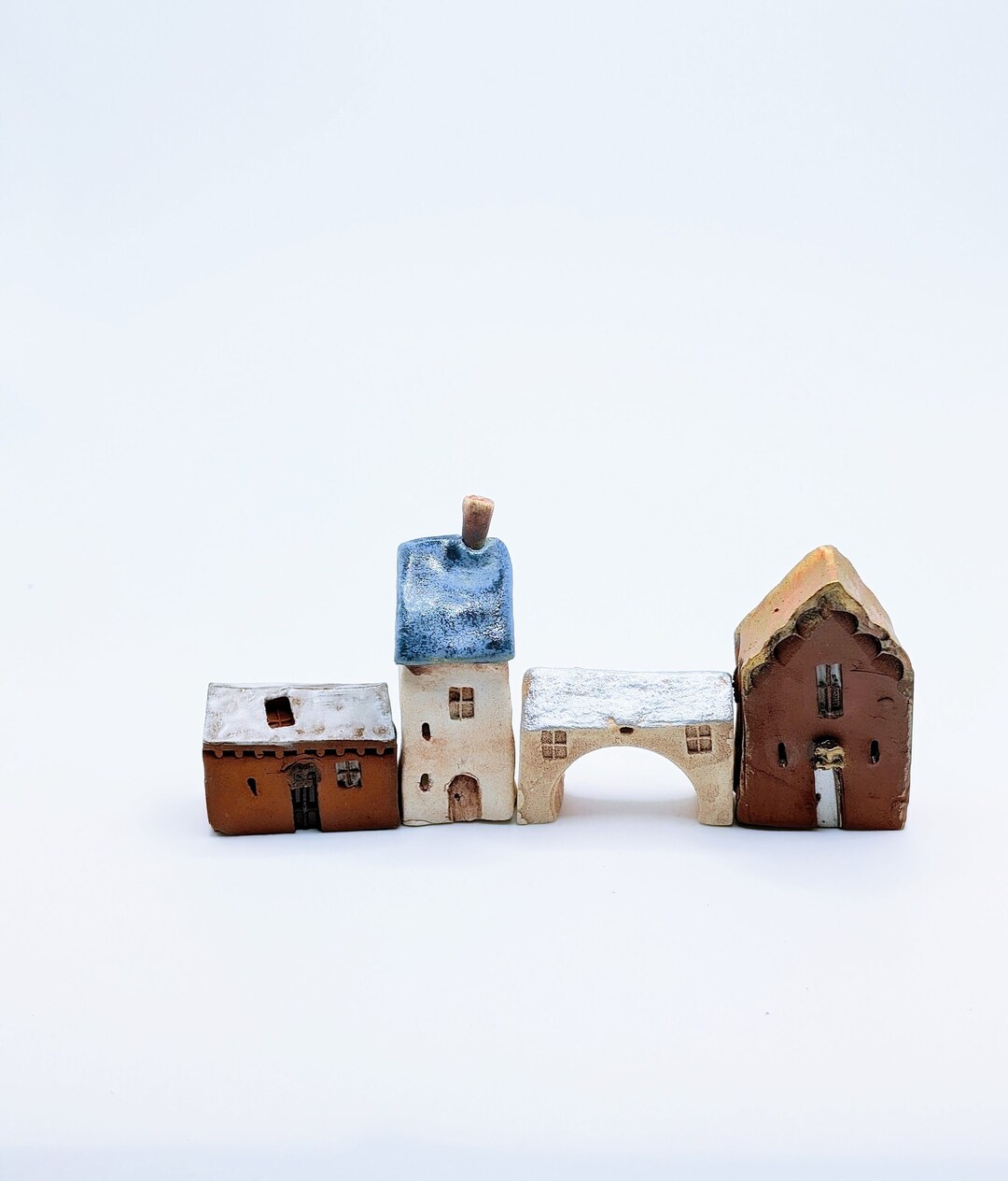 Miniature Pottery Houses Set, Small Houses, Handmade Clay Buildings ...