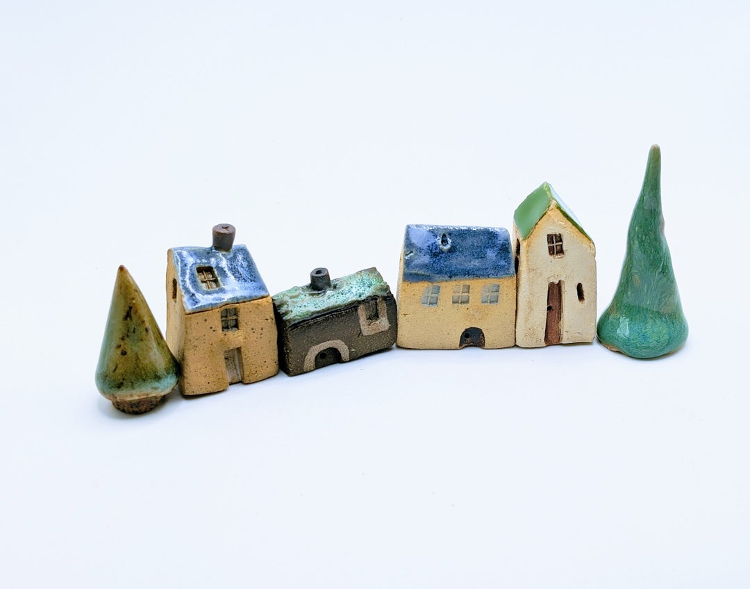 Pottery Houses 6-SET, Small Houses, Handmade Clay Buildings, Mini ...