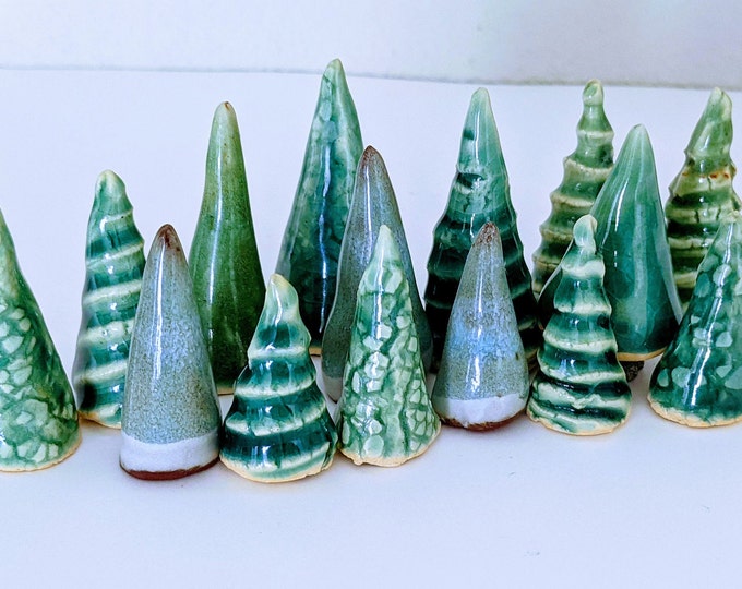 Mini Clay Tree, Small Holiday Trees, Evergreen Christmas Miniature ...