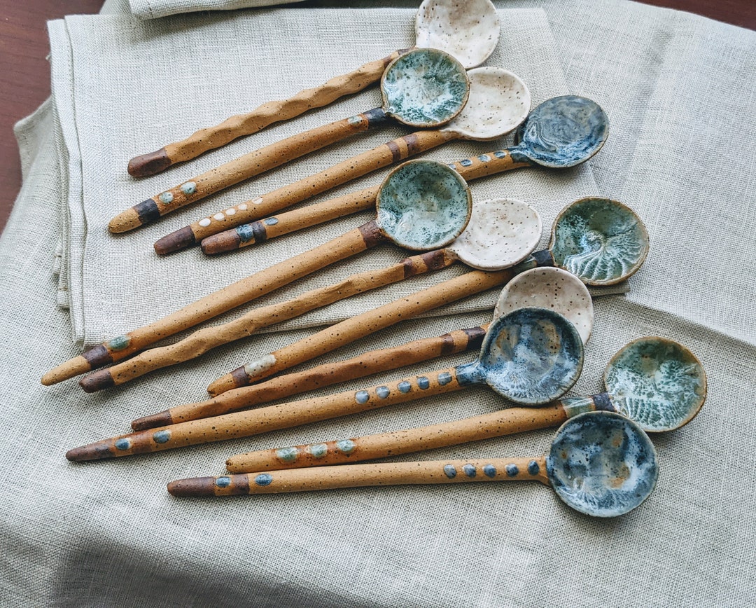 Handmade Ceramic Spoons Pottery Spoon Wabi-sabi Kitchen Housewarming ...