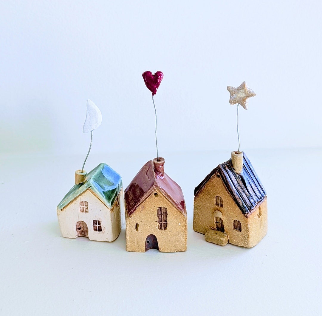 Pottery Houses, Small Houses, Tiny Clay House, Terrarium Pottery Decor ...