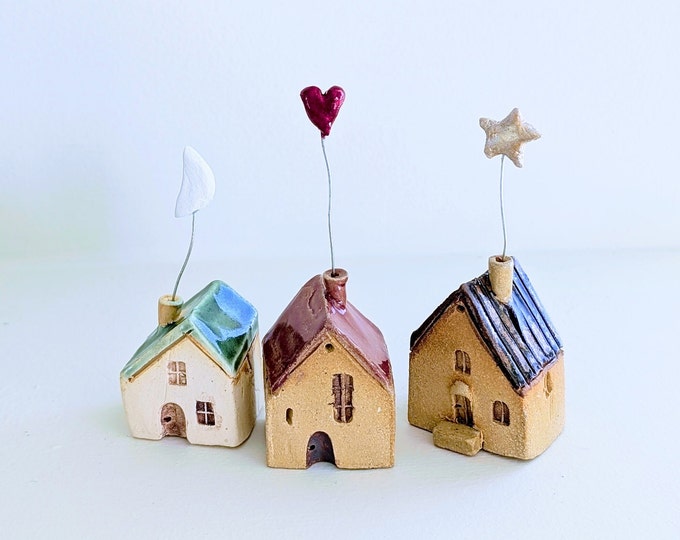 Pottery Houses, Small Houses, Tiny Clay House, Terrarium Pottery Decor ...