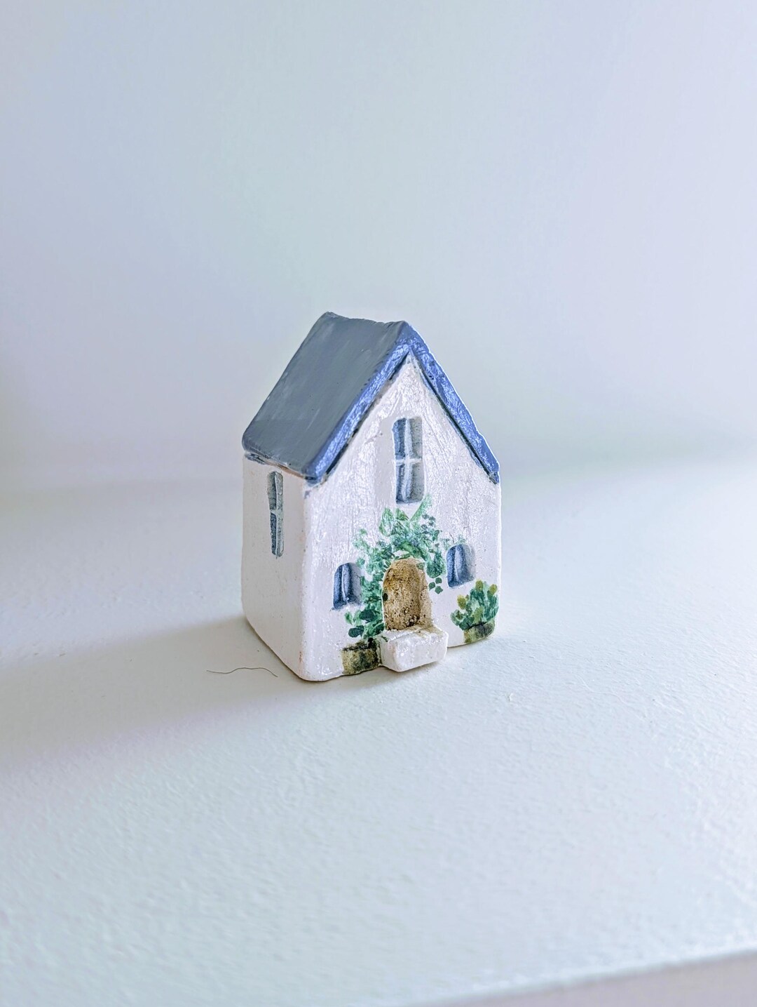 Hand Painted Little Cottage Pottery House Miniature Houses Housewarming ...