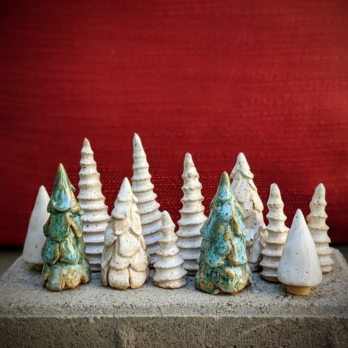 Mini Clay Tree Small Holiday Trees Evergreen Christmas - Etsy