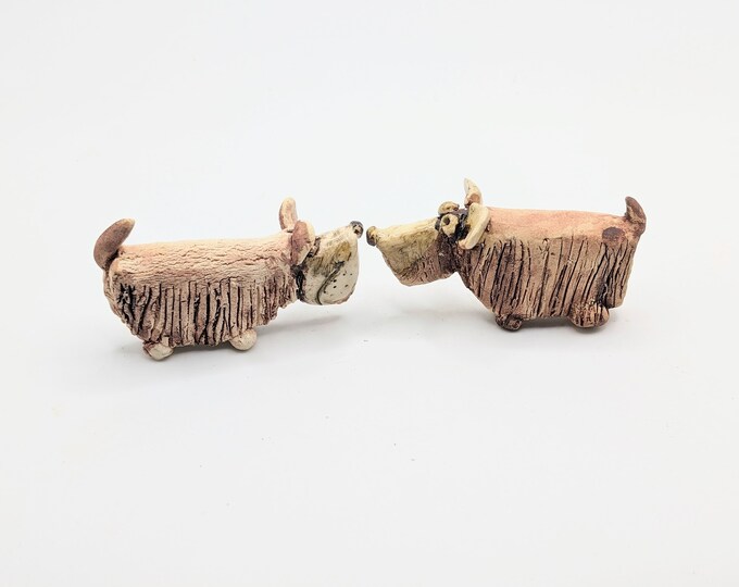 Dog Miniature Ceramic Animal Figurine Collectible Pottery Dog Figurine ...