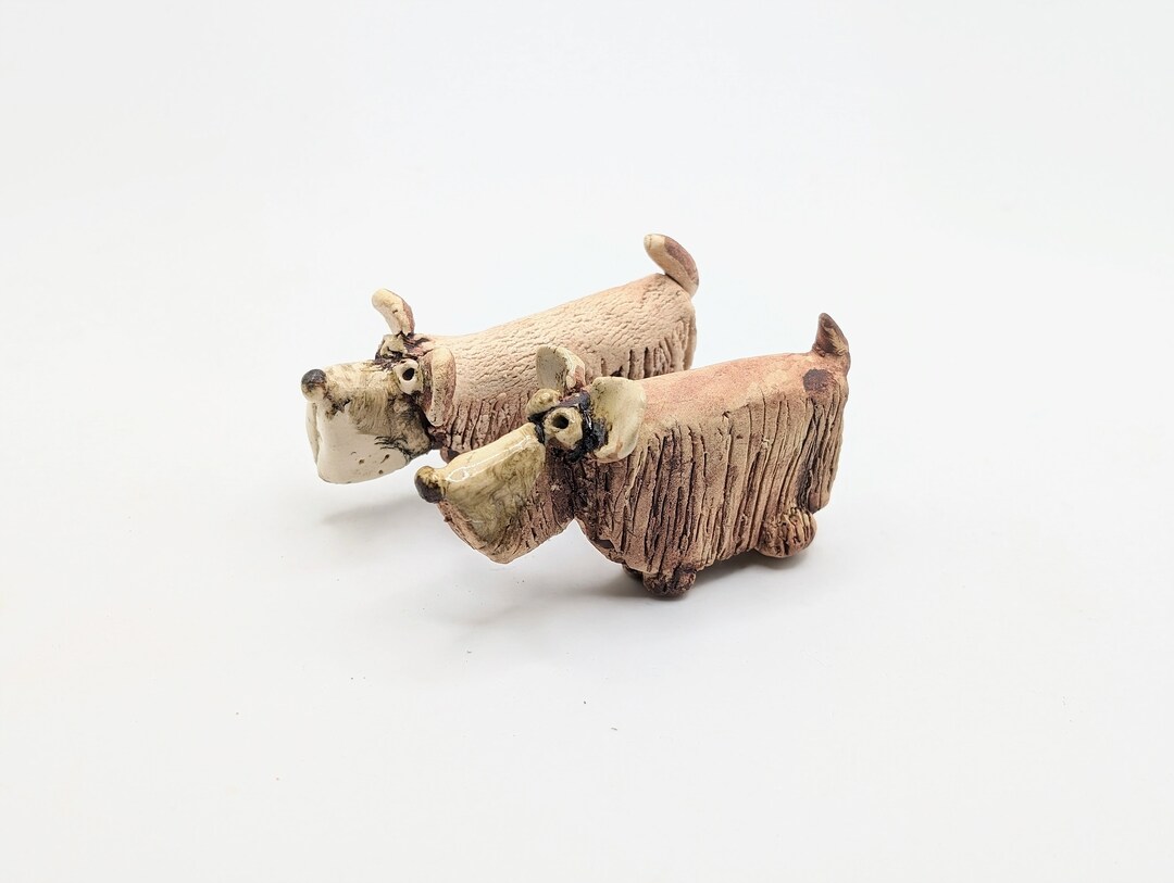 Dog Miniature Ceramic Animal Figurine Collectible Pottery Dog Figurine ...