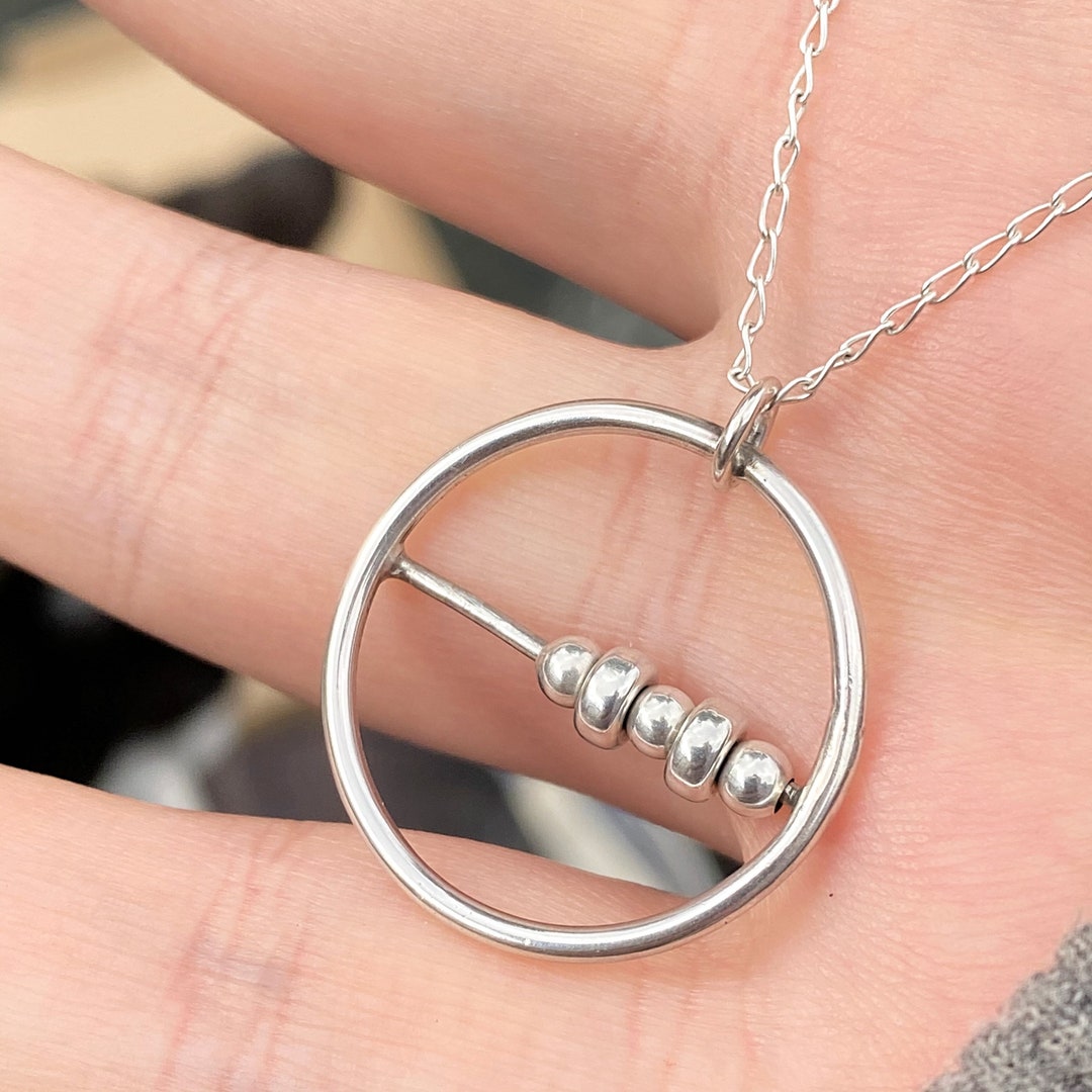 Anxiety Necklace - Fidget Necklace- Sterling Silver Anxiety - Spinner ...