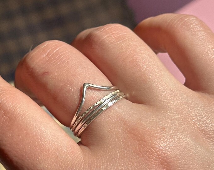 Sterling Silver Stacking Rings - Three Ring Band Set, Stackable Ring ...